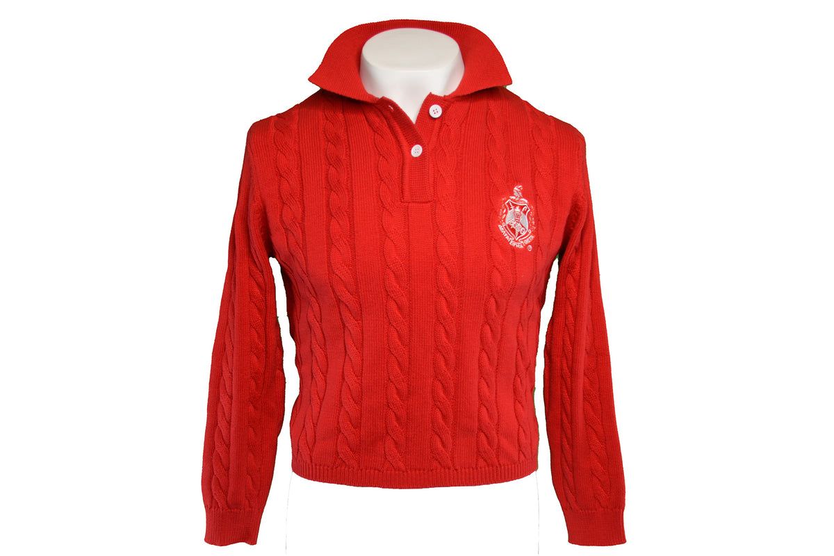 Delta Sigma Theta Red Half Button Sweater – Burning Sands
