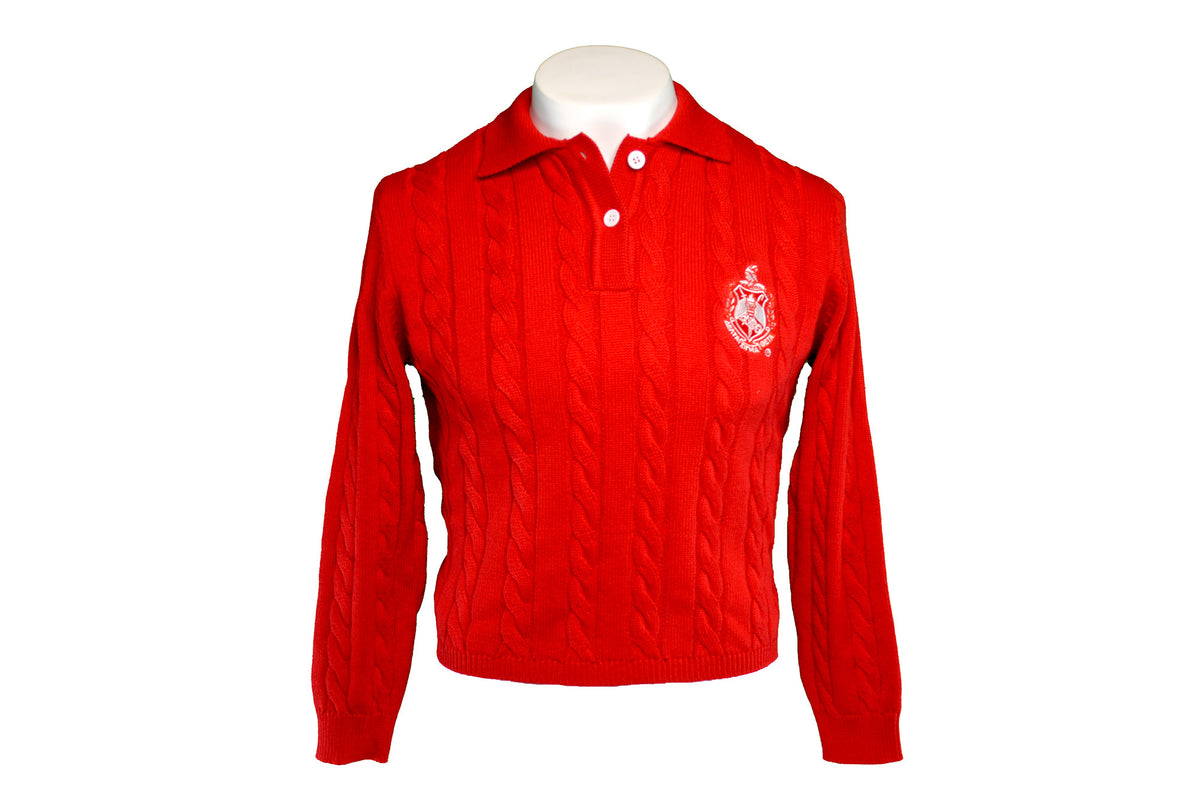 Delta Sigma Theta Red Half Button Sweater – Burning Sands