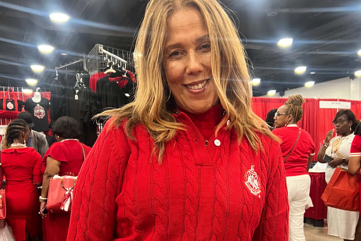 Delta Sigma Theta Red Half Button Sweater – Burning Sands